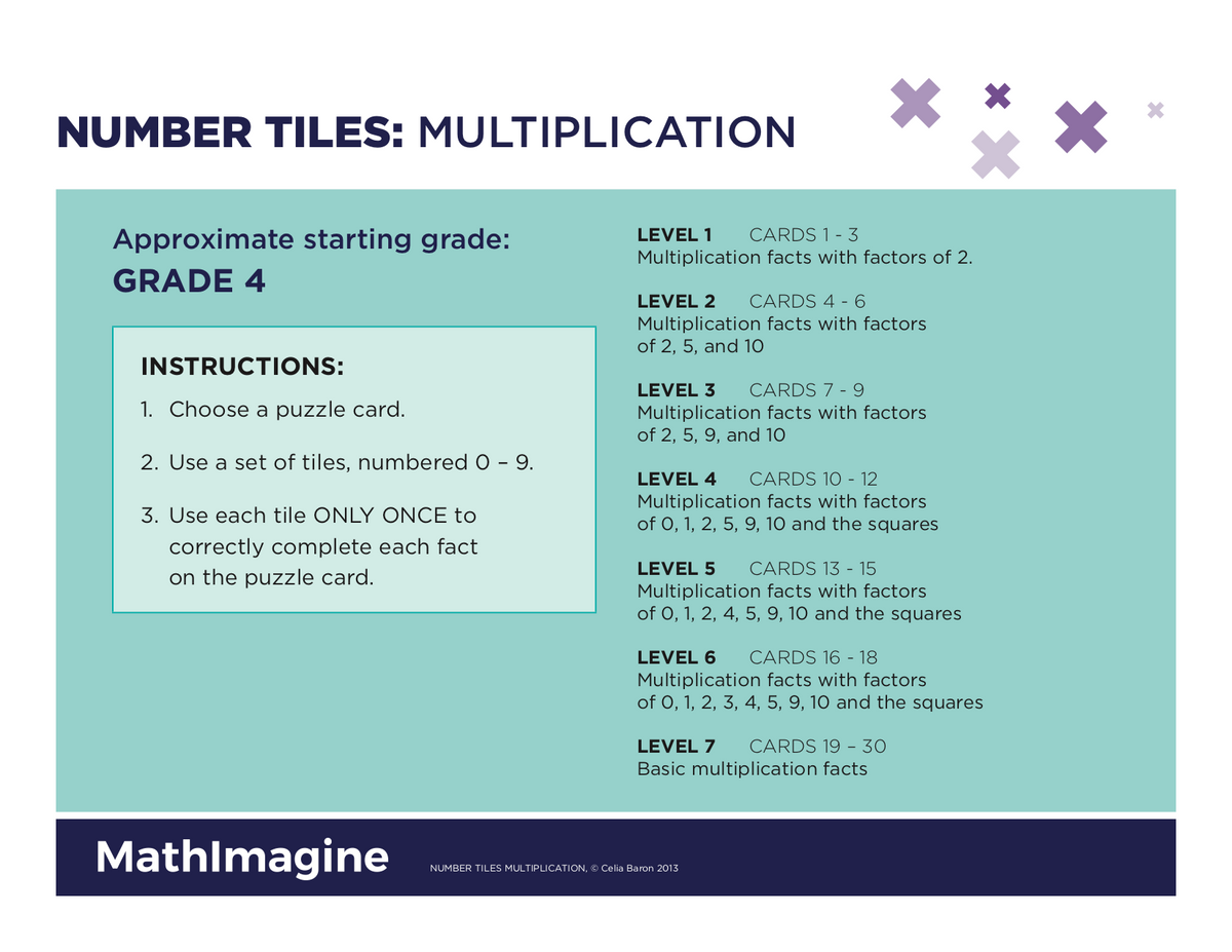 Multiplication - Number Tiles – The MathImagine Foundation